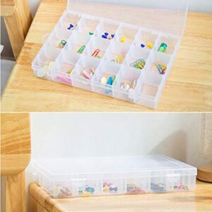 ZOEYES 5 Pack Plastic Organizer Box 18 Large Grids Jewelry Storage Container Clear Organizer Box with Adjustable Dividers for Washi Tape Bead Crafts Art Supply Fishing Tackles