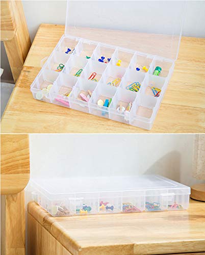 ZOEYES 5 Pack Plastic Organizer Box 18 Large Grids Jewelry Storage Container Clear Organizer Box with Adjustable Dividers for Washi Tape Bead Crafts Art Supply Fishing Tackles