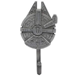 Open Road Brands Disney Star Wars Millennium Falcon Cast Iron Wall Hook - Star Wars Wall Hook for Coats, Jackets, Keys and More