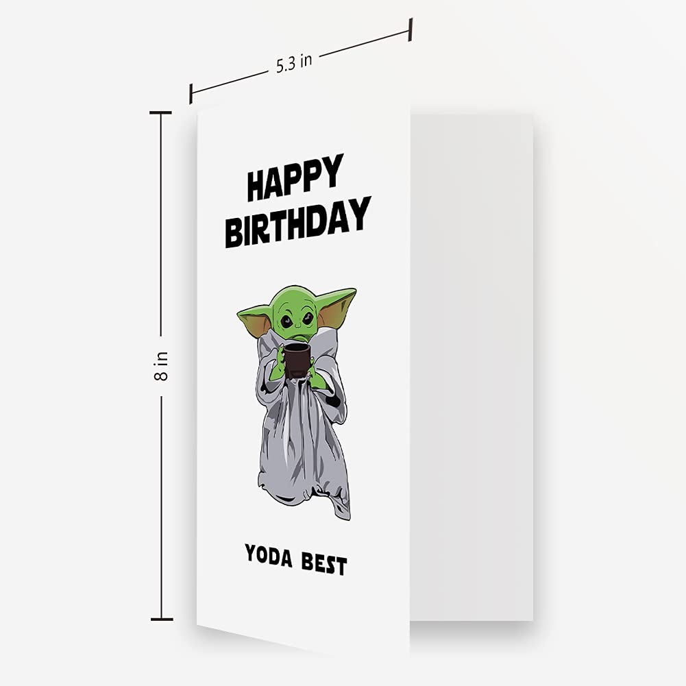 OJsensai Yoda Birthday Card, Funny Star Wars Bday Card, Cute Card for Kids Him Her, Yoda The Best