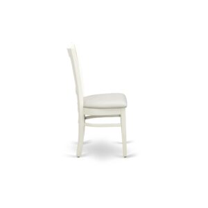 East West Furniture VAC-LWH-C Vancouver Dining Room Chairs - Linen Fabric Upholstered Wooden Chairs, Set of 2, Linen White