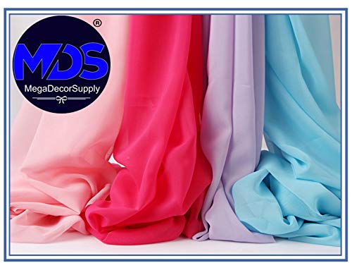 MDS Pack of 5 Yard Bridal Solid Chiffon Fabric for Merry Christmas Xmas New Year Party Home Decorations, Costume, Dress, DIY, Crafts, Silky Light Weight Drapery Fabrics 44" Width - Red