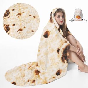 admitrack burrito tortilla blanket, novelty burritos throw blanket 80 inches for adults, flannel burritos envelop blanket, giant flour tortilla throw blanket, funny food throw blanket(double sided)