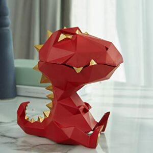 HAUCOZE Candy Dish Cookie Jar Dinosaur Gifts Sculpture Modern Decor Statue Crafts Polyresin Figurine Arts Red 7.1inch