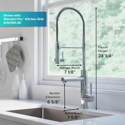 KRAUS Artec Pro (1 st Gen) 2-Function Commercial Style Pre-Rinse Kitchen Faucet (No Pull Down) with Pot Filler in Spot Free Antique Champagne Bronze with Soap Dispenser, KPF-1603SFACB-KSD53SFACB