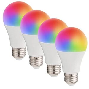 maxxima smart wifi light bulb, led color changing a19 luvoni bulb, compatible with alexa and google home assistant, 800 lumens, bluetooth/wifi enabled, controlled via app, 4-pack