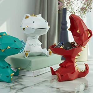 HAUCOZE Candy Dish Cookie Jar Dinosaur Gifts Sculpture Modern Decor Statue Crafts Polyresin Figurine Arts Red 7.1inch