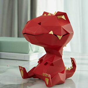 HAUCOZE Candy Dish Cookie Jar Dinosaur Gifts Sculpture Modern Decor Statue Crafts Polyresin Figurine Arts Red 7.1inch