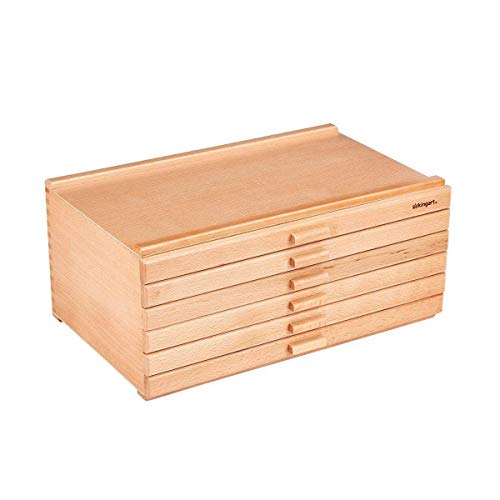 KINGART 723N Wood 6-Drawer Artist SUPPLY STORAGE BOX, 15-3/4” W x 10” D x 6-1/2” H, Natural Finish, Storage for Art Materials including Paint Tubes, Pastels, Pencils, Markers, Brushes and more