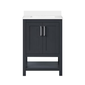 ove decors vegas 24 inch bathroom vanity combo freestanding bath cabinet | modern single sink with cultured marble countertop | fully assembled | backsplash included