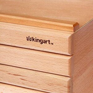 KINGART 723N Wood 6-Drawer Artist SUPPLY STORAGE BOX, 15-3/4” W x 10” D x 6-1/2” H, Natural Finish, Storage for Art Materials including Paint Tubes, Pastels, Pencils, Markers, Brushes and more