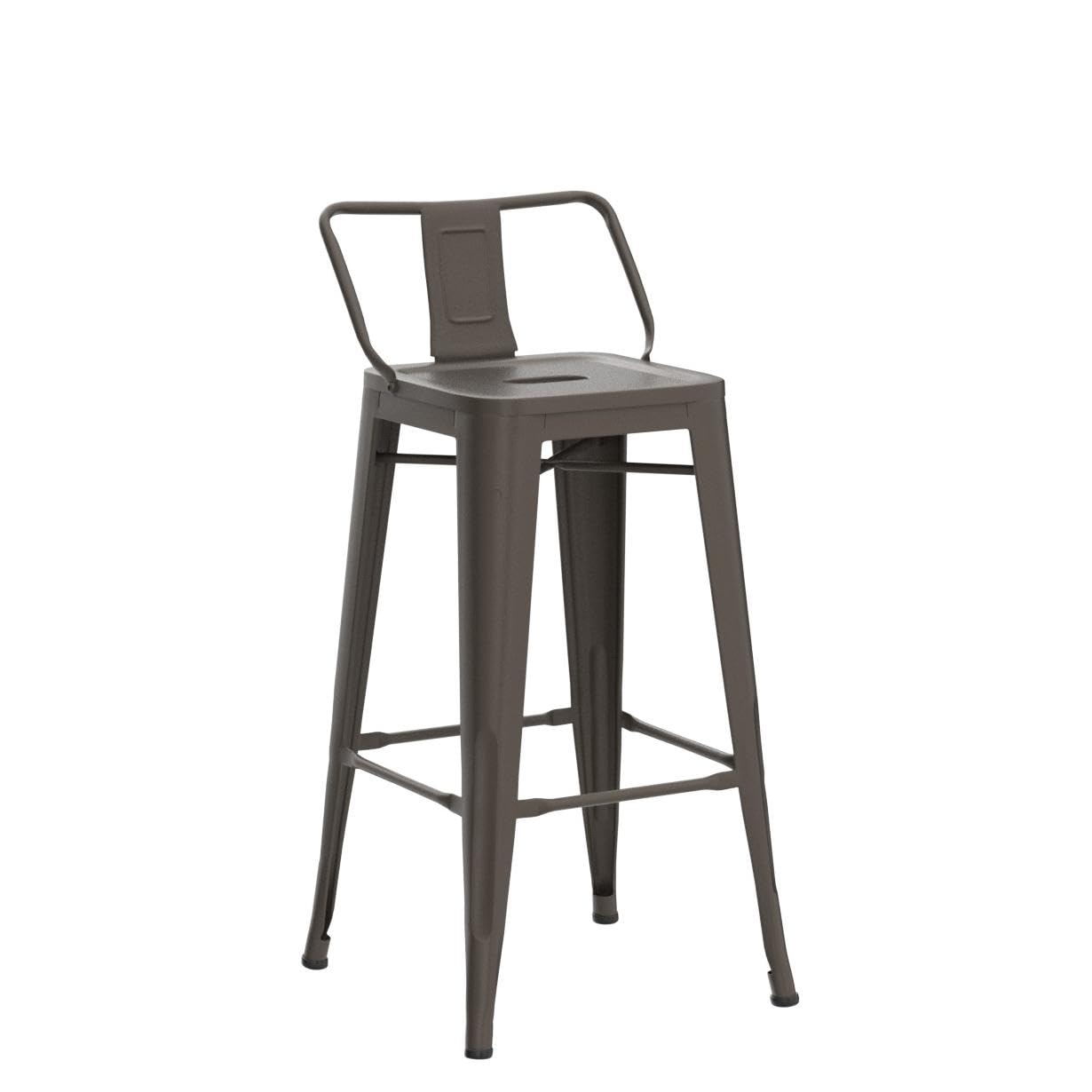 Yongchuang 26" Metal Bar Stools with Backs Set of 4 Indoor Outdoor Kitchen Counter Height Barstools Low Back Bar Chairs Rusty