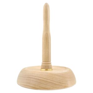 premium beechwood yarn holder with brass twirling mechanism | stand ball spindle crochet and sewing tool | wood cord organizer for knitting, embroidery, and crafts