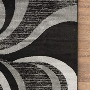 GLORY RUGS Modern Area Rug 5x7 Black Gray Swirls Carpet Bedroom Living Room Contemporary Dining Accent Sevilla Collection 4817A (5x7, Black)