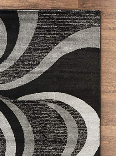 GLORY RUGS Modern Area Rug 5x7 Black Gray Swirls Carpet Bedroom Living Room Contemporary Dining Accent Sevilla Collection 4817A (5x7, Black)