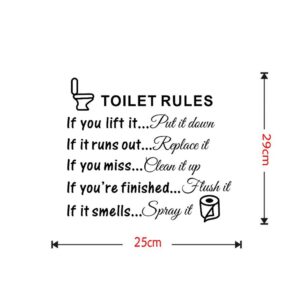 Bestjybt DIY Removable Toilet Rules Wall Quotes Stickers Washroom Bathroom Decals WC Sign Vinyl Art Decor for Kids Living Room Home Decorations