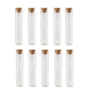 ericotry 10 pcs 60ml glass bottles vials jars glass test tube with cork stoppers empty refillable bottle vial jars leakproof for cosmetic essential oil powder