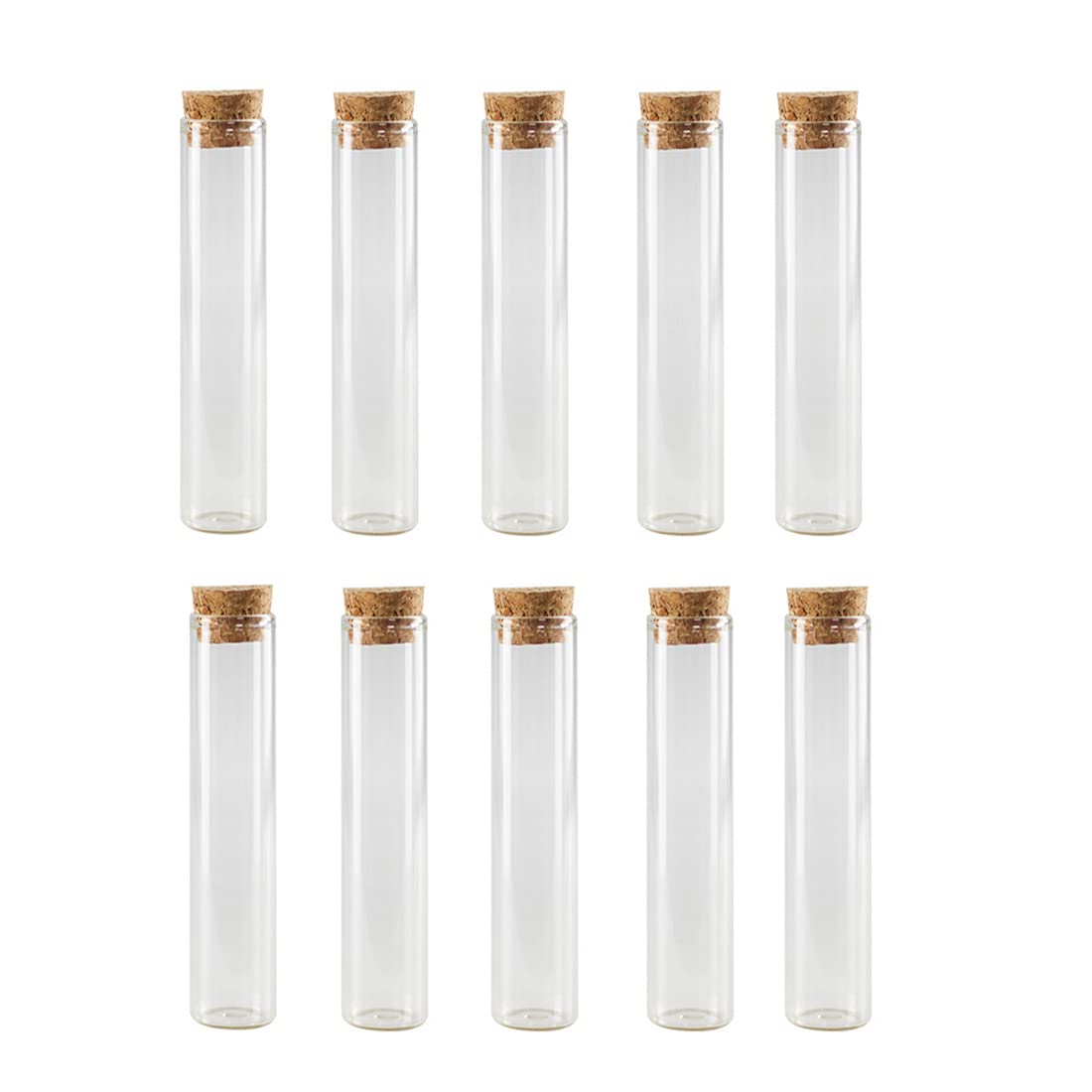 ericotry 10 Pcs 60ml Glass Bottles Vials Jars Glass Test Tube with Cork Stoppers Empty Refillable Bottle Vial Jars Leakproof for Cosmetic Essential Oil Powder