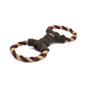 hugsmart pet – rope monster | tough rubber and rope tug toy for small medium and large dogs