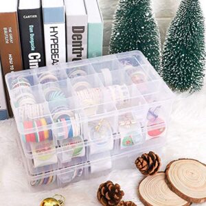 ZOEYES 5 Pack Plastic Organizer Box 18 Large Grids Jewelry Storage Container Clear Organizer Box with Adjustable Dividers for Washi Tape Bead Crafts Art Supply Fishing Tackles