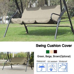 Swing Chair Cushion Cover, 3 Seat Outdoor Waterproof Swing Seat Cushion Cover Swing Chair Cover for Patio Courtyard Garden 60 x 20 x4in(Beige)