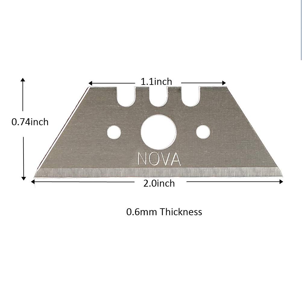 Nova Shorter smaller Utility Knife Blades, SK5 Blades for Box Cutter, Durable and Sharp, Fit for Most Knives, Good Replacement for 5232 Blade, 100 Pack