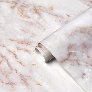 marble contact paper for countertops marble wall paper matte peel and stick wallpaper removable self adhesive granite vinyl film waterproof roll 15.7”×79” thick, easy to clean & install white/gold