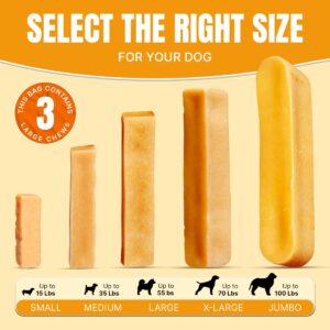 Tibetan Dog Chew Yak Cheese Sticks (3 Large Chews) - Handmade Treats for (Large Dogs), Long-Lasting, Easy to Digest, Grain-Free, Gluten-Free, Supports Dental Health, for Aggressive Chewers