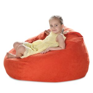 yuppielife kids storage bean bag cover（no filling） toy organizer|carrying handle sofa|available for kids and teenager|cuddle chair|machine washable and durable（27'',orangered）