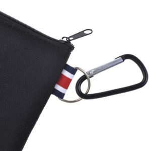 Muka 6 Pack Cotton Canvas Bag with Carabiner 6 x 4 Inches Id Holder Black Zipper Bag