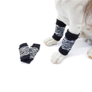 rozkitch pet dog elbow protector dog elbow sleeve, 2pcs front leg and 2pcs back leg brace, dog elbow wrap, dog leg warmer wrap protector, pet elastic knitted breathable protective socks black l