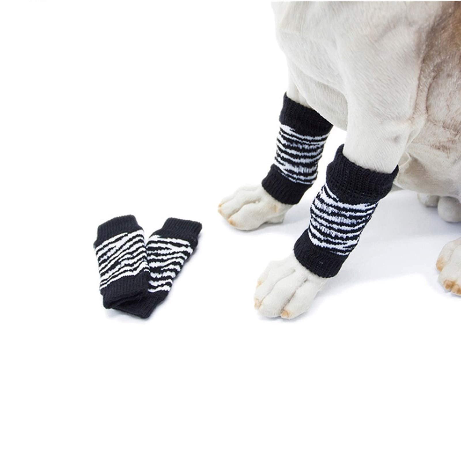 ROZKITCH Pet Dog Elbow Protector Dog Elbow Sleeve, 2PCS Front Leg and 2PCS Back Leg Brace, Dog Elbow Wrap, Dog Leg Warmer Wrap Protector, Pet Elastic Knitted Breathable Protective Socks Black L