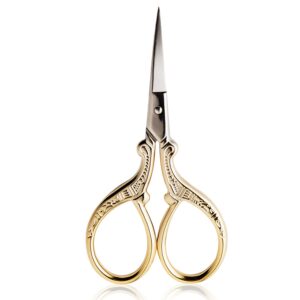 bihrtc 3.6 inch embroidery scissors small sewing scissors stainless steel tip classic scissors diy tools dressmaker shears scissors for craft needlework artwork everyday use gold scissors