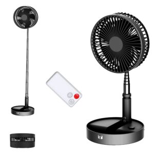 un unitedtime desk portable fan, my foldaway travel fan with remote control timer, battery operated or usb powered,adjustable height portable fan, 4 speed settings (black)