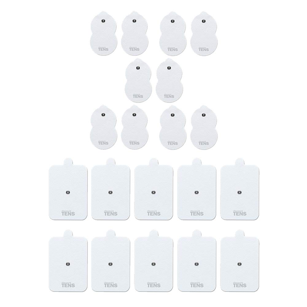 Omron Compatible TENS Electrodes, 20 (10 Pair) Premium Omron Compatible Replacement Pads for TENS Units. 2 Sizes Included.