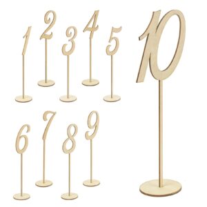 becho 1-10 wedding table numbers 9" tall wooden table numbers tabletop signs for wedding, party, home decoration, rustic receptions, banquets, cafés, restaurants, hotels. grade extra thick heavy duty wood