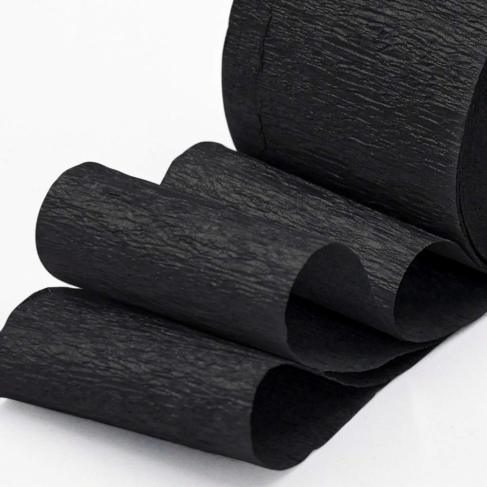 8 Rolls Black Crepe Paper Streamers, Wedding Birthday Baby Shower Halloween Party Decoration, Rainbow DIY Supplies, Living Room Bedroom Decor