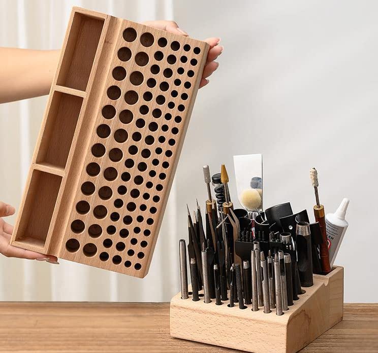 Leather Tool Holder, 100 Holes Storage Rack, Professional Leathercraft Tool Holder Rack Stand, Leather Craft Tool Holder Box, Hand Work Holder Stand Organizer, Leathercraft Accessories