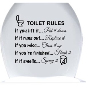 Bestjybt DIY Removable Toilet Rules Wall Quotes Stickers Washroom Bathroom Decals WC Sign Vinyl Art Decor for Kids Living Room Home Decorations