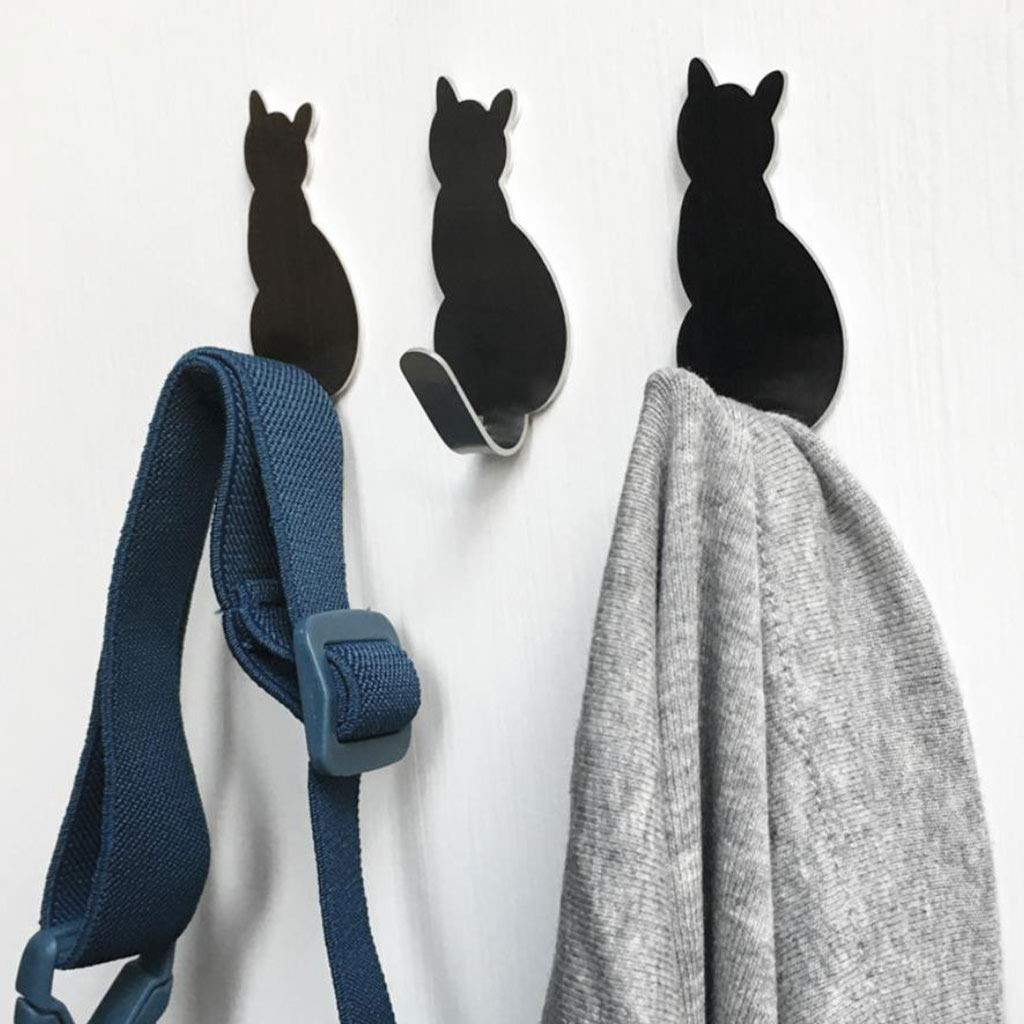 ZHIZHOU Hanger Hooks 2 Pieces Cat Tail Shaped Decorative Stainless Steel Wall Door Clothes Coat Key Hanger Hook Rack Gray