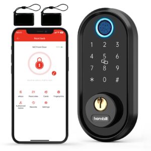 smart door lock, hornbill 8-in-1 keyless entry door lock biometric fingerprint smart deadbolt, electronic digital bluetooth keypad code door lock, smart locks for front door, ic fob & app control