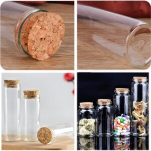 ericotry 10 Pcs 60ml Glass Bottles Vials Jars Glass Test Tube with Cork Stoppers Empty Refillable Bottle Vial Jars Leakproof for Cosmetic Essential Oil Powder