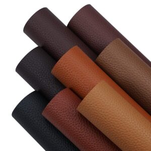 litchi 8 pieces 8x12 inch dark color litchi grain texture faux leather sheets including 8 color leather sheets for leather bows and earrings making lizhiwen-8pcsa4dark