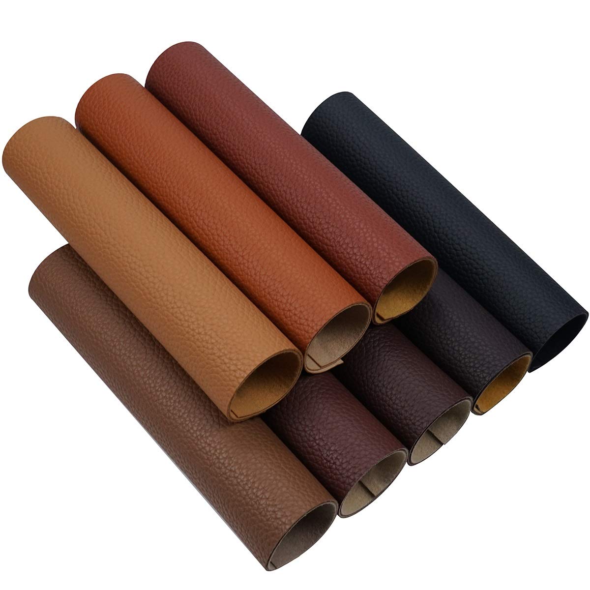 LITCHI 8 Pieces 8x12 Inch Dark Color Litchi Grain Texture Faux Leather Sheets Including 8 Color Leather Sheets for Leather Bows and Earrings Making LiZhiWen-8PcsA4Dark