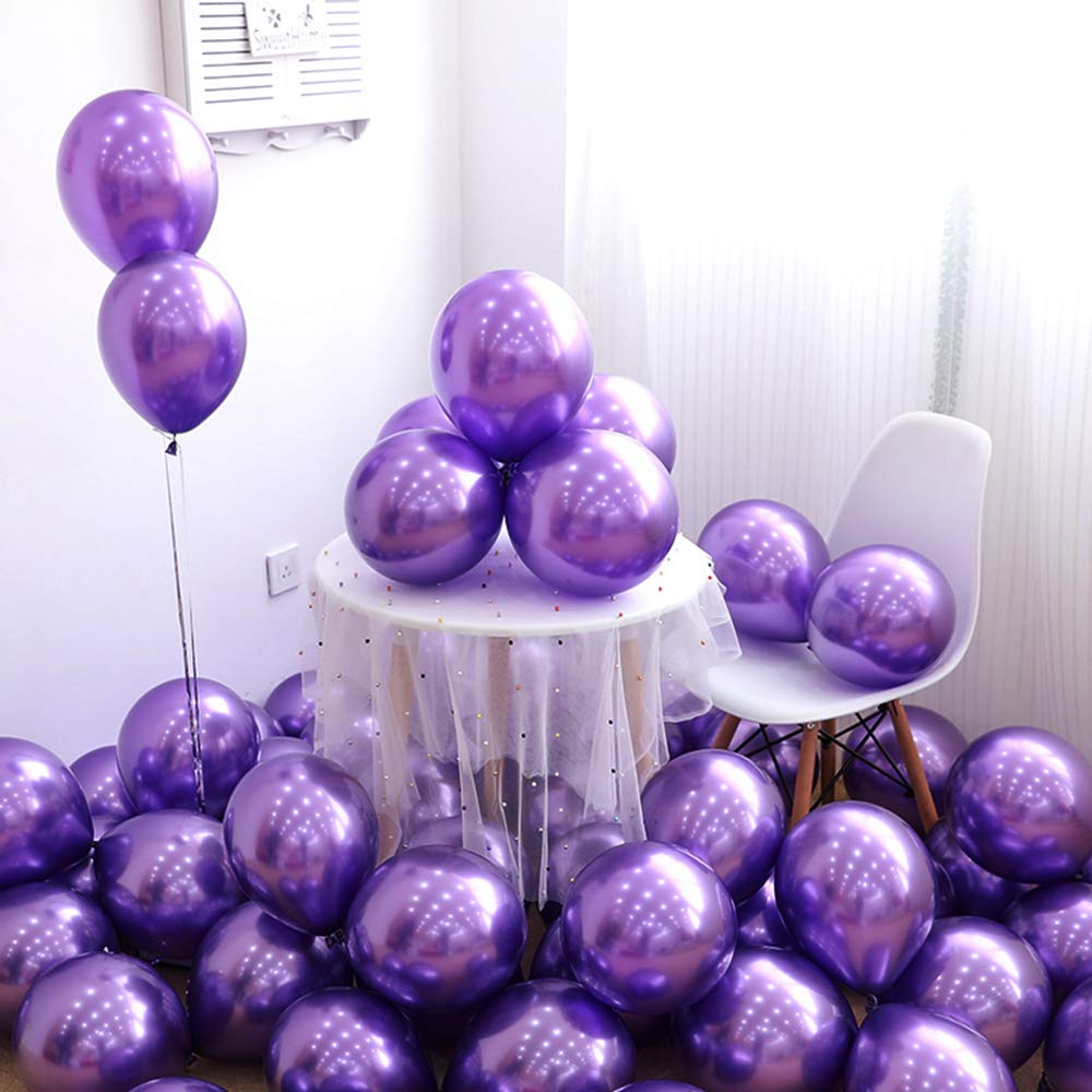 Purple Chrome Metallic Balloons 5 inch Helium Balloons Thick Latex Purple Arch 50PCS for Birthday Party Decorations Baby Shower Bridal Shower Wedding Engagement Anniversary Christmas Festival(Purple)