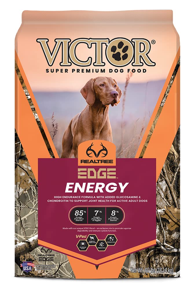 Victor Super Premium Dog Food – Realtree Edge Energy Dry Dog Food for Highly Active Dogs – Gluten Free Dog Food with Glucosamine and Chondroitin for Hip and Joint Health, 40 Lb