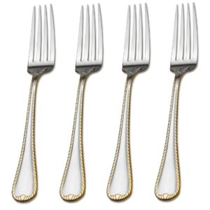 mikasa cameo gold 18/10 stainless steel dinner fork (set of four)