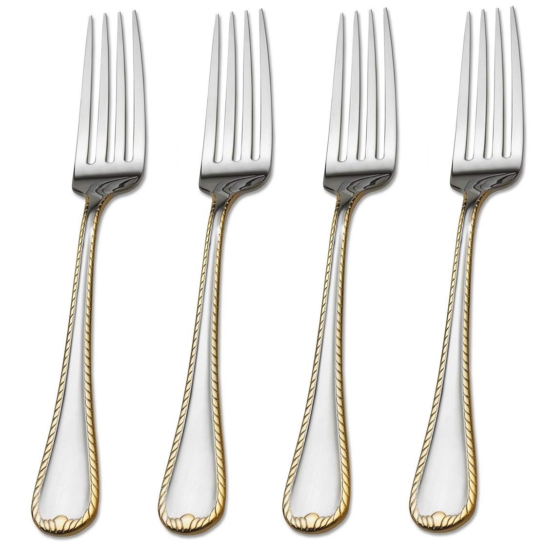 Mikasa Cameo Gold 18/10 Stainless Steel Dinner Fork (Set of Four)