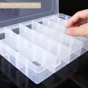 ZOEYES 5 Pack Plastic Organizer Box 18 Large Grids Jewelry Storage Container Clear Organizer Box with Adjustable Dividers for Washi Tape Bead Crafts Art Supply Fishing Tackles