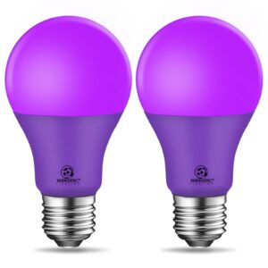 energetic a19 purple light bulb, 3w equivalent 40w, e26 base non-dimmable led bulb for christmas halloween party decoration, home and holiday lighting, ul listed, 2 pack